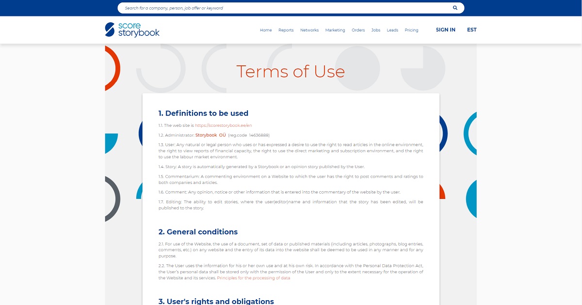 Terms of Use | ScoreStorybook